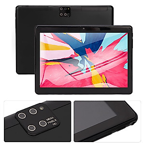 10.1 Inch Tablet, 100-240V Front 8MP Rear 16MP Black 6GB 128GB Tablet PC for Android 10.0 for Photography (US Plug)