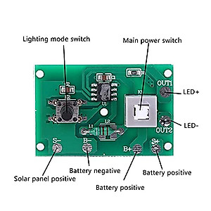 2Pcs SS1208 Solar Lamp String Controller Module Control Circuit Board with Switch 1.2V 100mA 8 Kinds Light Mode Solar Lawn Lamp Control Board