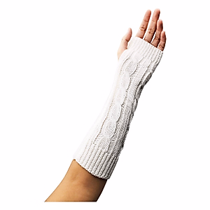 Arm Warmers, 6 Pairs for Women, Cable Knit Warm Winter Sleeve Fingerless Gloves, Premium (Assorted A)