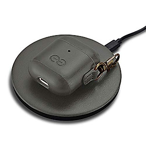 Dreem Om AirPods 1 & 2 Case Cover with Keychain Clip, Vegan Leather Airpods Case for Men & Women, Luxury Earbuds Accessory for Apple iPhone - Grey