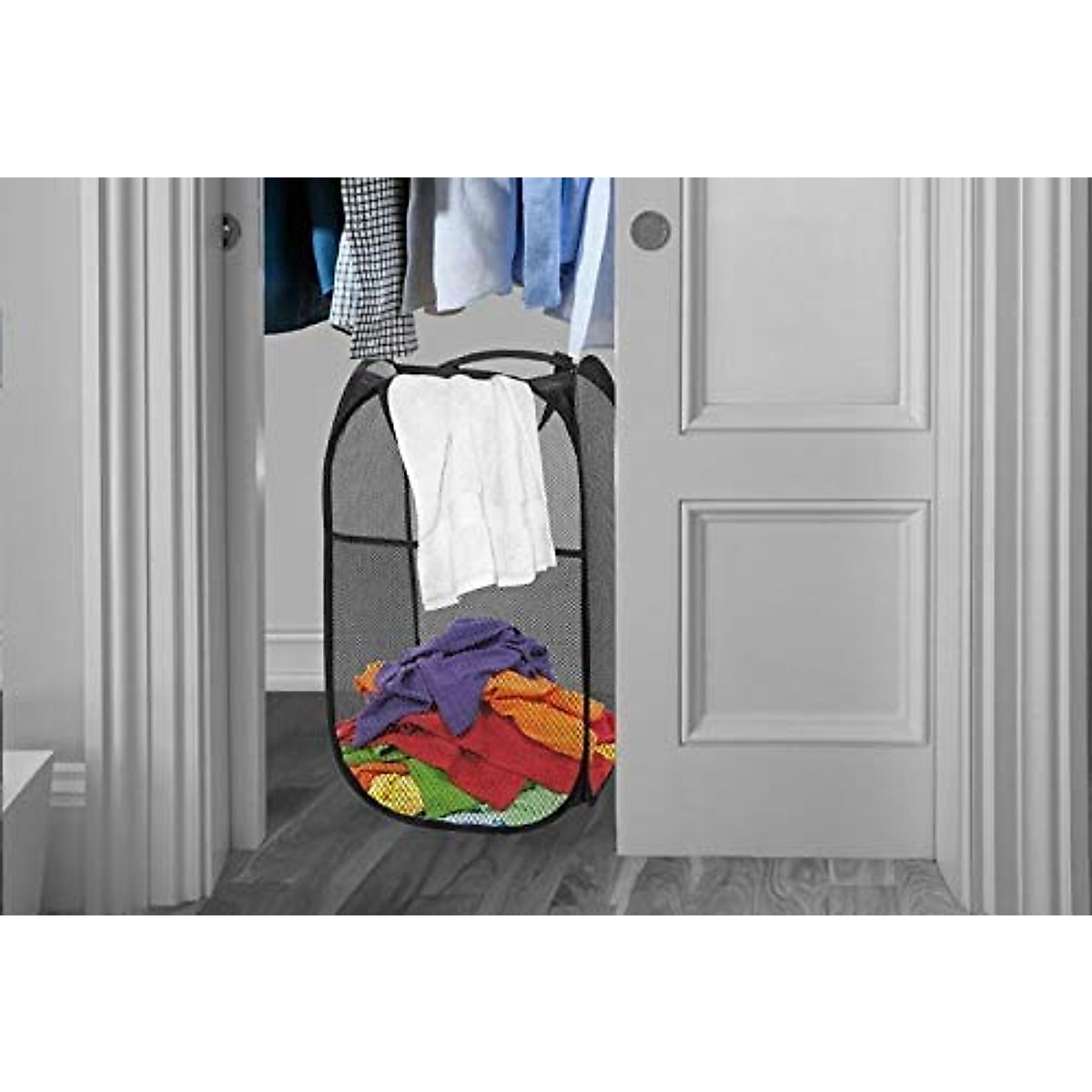 Popup Laundry Hamper (1 & 2 Pack) Foldable Pop-up Mesh Hamper Dirty Clothes Basket with Carry Handles by Simplized