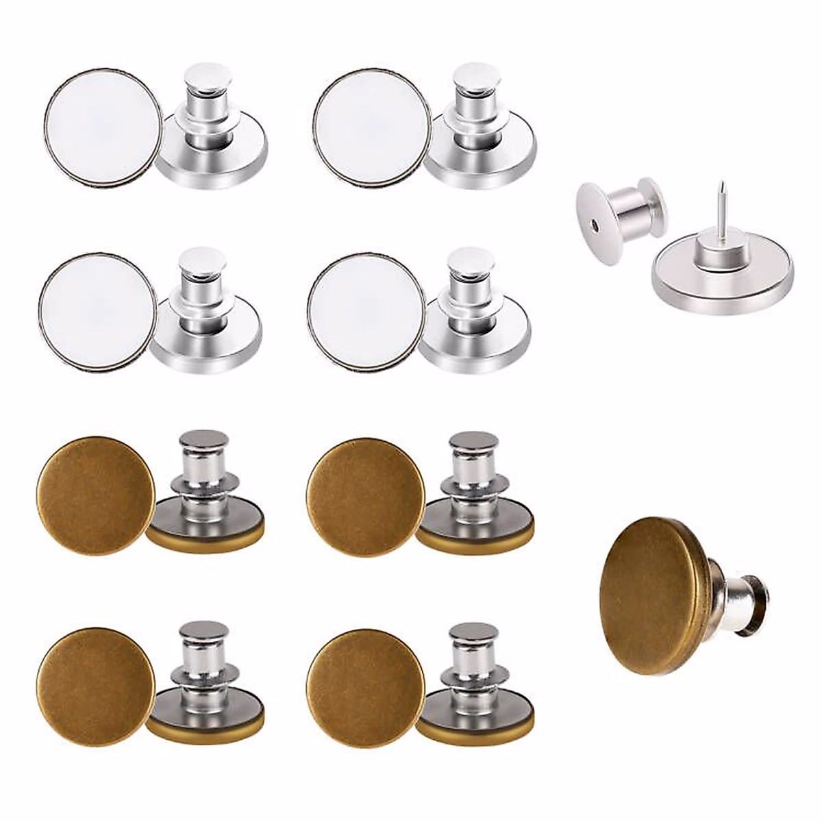 LXLOVESM 18 Sets Button pins for Jeans Pants,No Sew Instant Buttons,Reusable Adjustable Replacement Buttons,for Loose Jeans Tightener