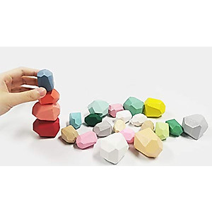 16PCs Wooden Balancing Stacking Stones Rocks,, Balancing Wooden Stacking Blocks Toys, Preschool Toys Wooden Stacking Toys, Wood Stacking Game Building Block Toys Enhances Motor Skills