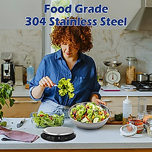 CHWARES Food Scale, Digital Kitchen Scale with Bowl Stainless Steel, Rechargeable Digital Scales Grams and Ounces for Weight Loss, Dieting, Baking, Cooking, and Meal Prep, 11lb/5kg, 0.1oz/1g