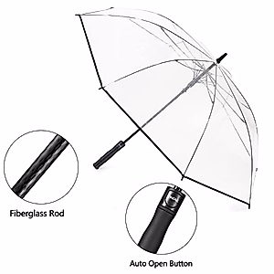 BAGAIL Golf Umbrella 68/62/58 Inch Large Oversize Double Canopy Vented Automatic Open Stick Umbrellas for Men and Women (Clear, 62in)