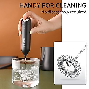 CIRCLE JOY Wall Mounted Milk Frother Handheld Rechargeable Milk Foamer Electric Mini Drink Mixer with 2-in-1 Stainless Steel Stand for Coffee, Cappuccino, Lattes, Frappe, Matcha and Hot Chocolate