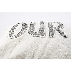 Mud Pie Our Happy Long Pillow, 1 Count (Pack of 1), White