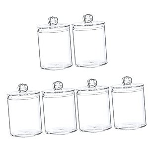 Veemoon 6 pcs Swab Swabs Salts Round Holder Tip Rounds Gauze Floss Organization Container Clear Acrylic Sundries Organizer Organizers Q Bathroom Canister Ball Convenient Home Dispenser