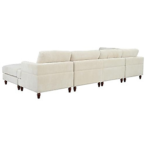 Eafurn Oversized Modular Sectional Sofa with Ottomans,6 Seater Corduroy Upholstery L Shaped Reversible Corner Couch,98" Symmetrical Convertible Sleeper Sofa & Couch Free Combination