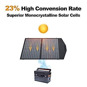 ALLPOWERS SP020 60W Foldable Solar Panel Charger, Monocrystalline Portable Solar Panel with 18V DC, USB, Parallel Ports for Jackery/Rockpals/BLUETTI Power Station Laptops Phones 12V Battery