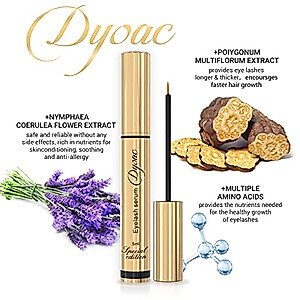 Premium Eyelash Growth Serum - 5ml Fuller & Longer Looking Eyelashes Lash Enhancing Serum for Natural Lashes or Lash Extensions & Brows, Vegan & Cruelty-Free gold