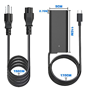 Charger for Dell Laptop, USB-C Type C 65W 45W Watt Power Adapter Replacement for Dell Latitude, Dell XPS, Dell Chromebook, LA65NM190