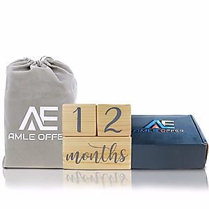 Handmade Wooden Baby Milestone Blocks | Engraved Monthly Age Markers | Photos and Nursery Decor | Weeks Months Years Grade | Newborn Photo Props | Perfect Pregnancy Gift and Keepsake | Month Photos