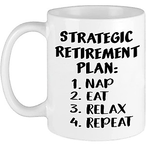 Generic Funny Coffee Mug Retirement Gifts for Women Men, white 11 Oz Funny Mug Strategic Retirement Plan Nap Eat Relax Repeat, Retirement Gifts for Women, Funny Gift for Gag Gift, Elephant, Christmas