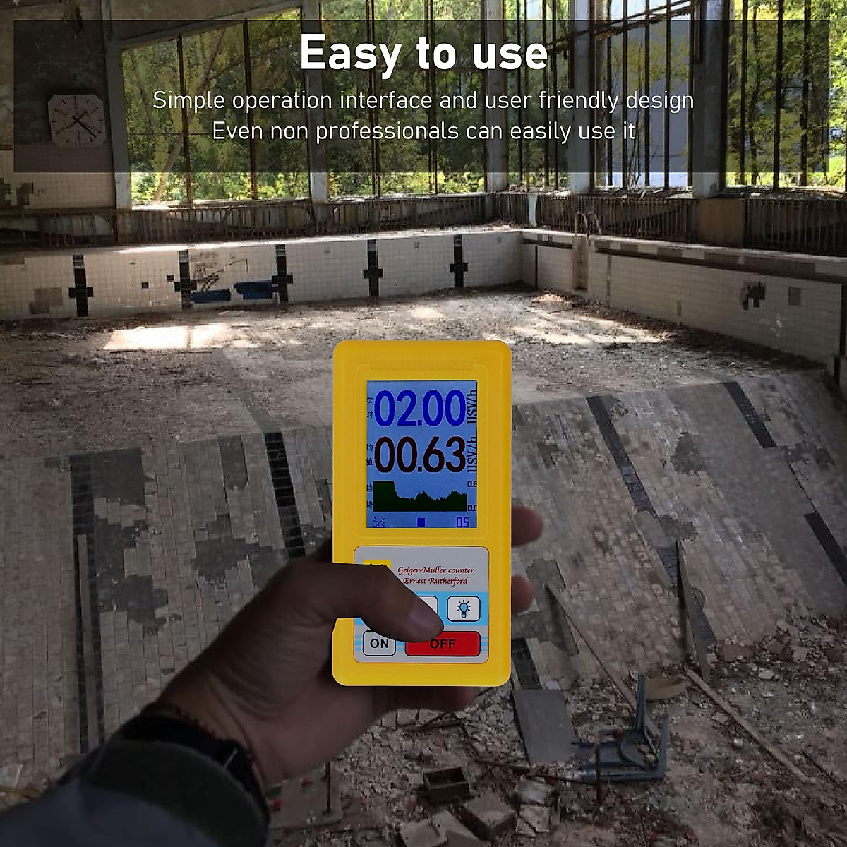 BR 6 Geiger Counter Nuclear Radiation Detector Monitor Dosimeter with LCD Display, Portable Handheld Radiation Monitor Meter for Home Outdoor Industry Laboratories (Yellow)