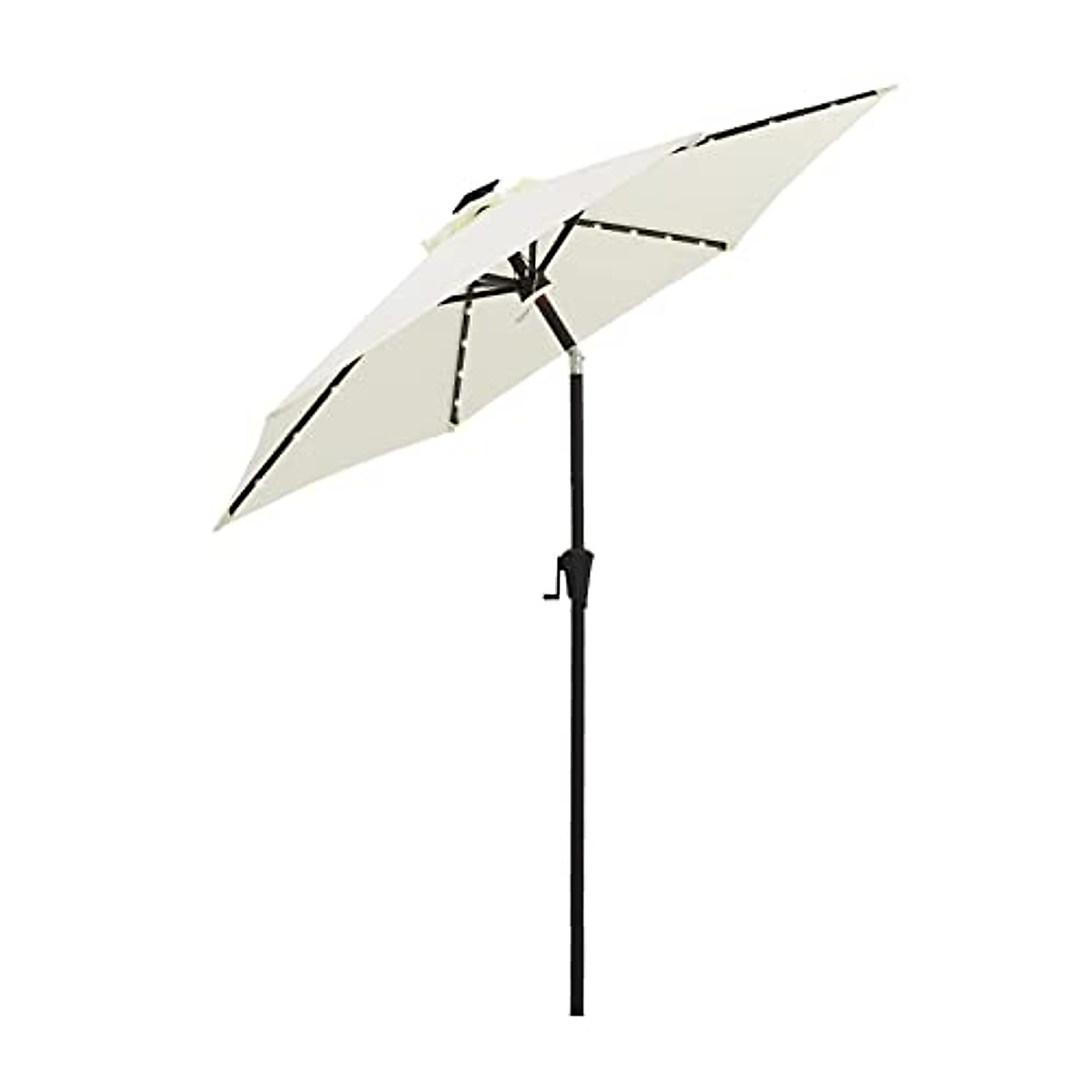 FLAME&SHADE 7.5 ft Solar Powered Outdoor Market Patio Table Umbrella with LED Lights and Tilt, Ivory