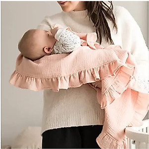 COCOAbi Baby Blanket in Baby's Breath White | 100% Cotton Muslin | Naturally Soft for Babies | Boho Colors & Pattern | Gentle Muslin Blanket | Eco-Friendly Material | Beautiful Baby Gift | 47” x 47”