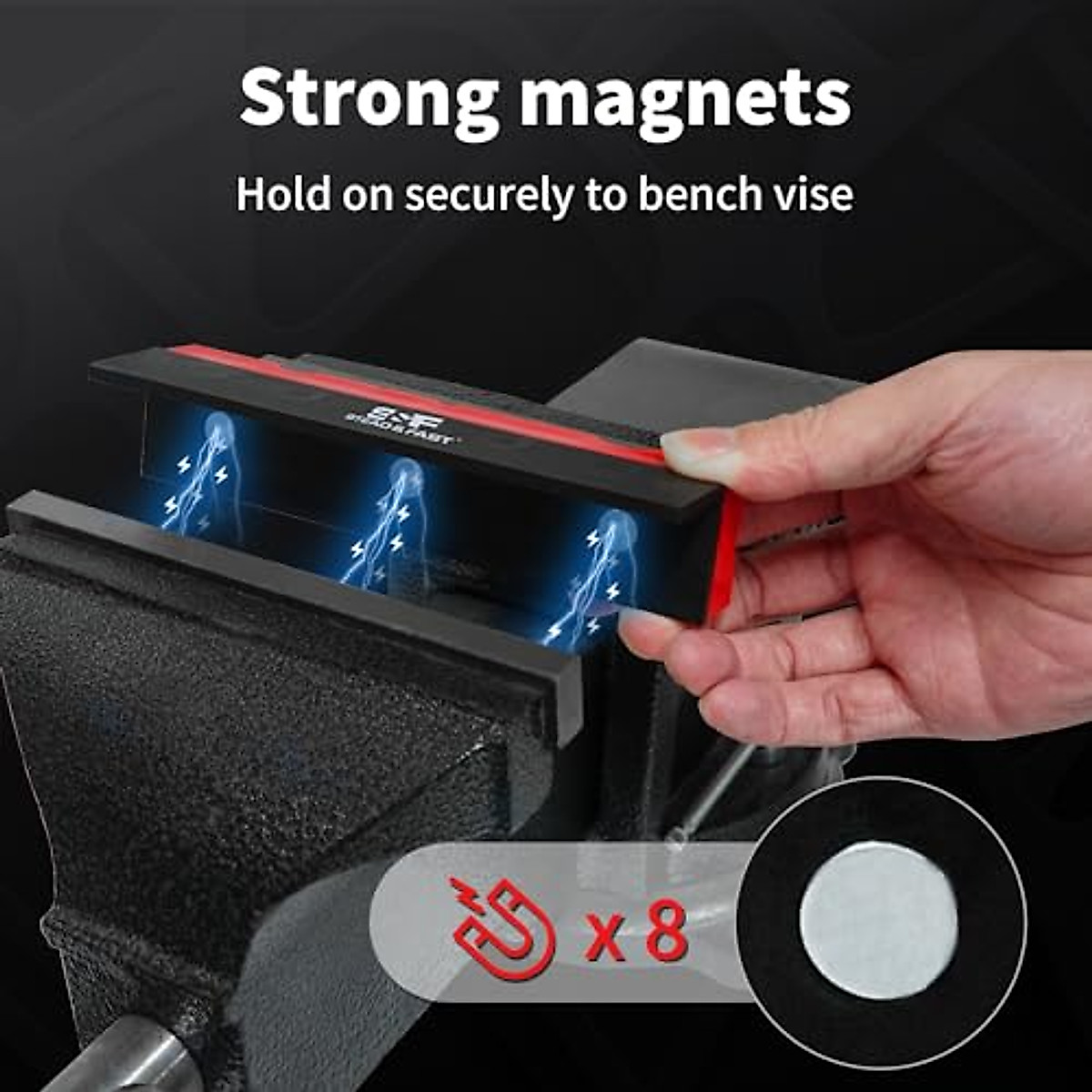 S&F STEAD & FAST Soft Jaws for Bench Vise 6", 2 pairs, Strongly Magnetic Vise Jaw Pads, TPU, Vise Jaws Covers Protectors for Clamping Woodworking Metal Plastics…