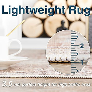 COLLACT Runner Rug 2x6 Area Rug Hallway Persian Rug Vintage Distressed Rug Indoor Mat Foldable Thin Rug Taupe Retro Carpet Non Slip Accent Rug Kitchen Living Room Bedroom Dining Room