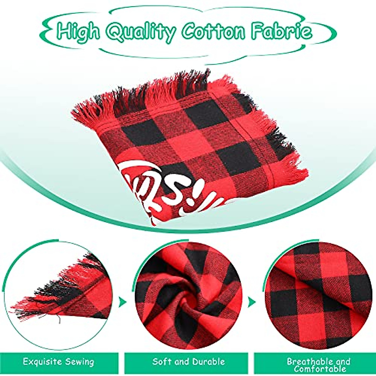 3 Pieces Christmas Dog Decoration Set, 1 Buffalo Plaid Dog Bandana Puppy Triangle Scarf 1 Pet Bow Tie with Bell 1 Christmas Dog Hat for Puppy Cat Pet Small Medium Large Dog(Black Red)