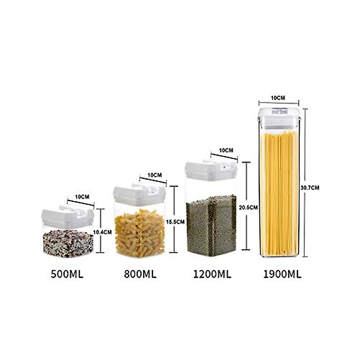 Modern-Depo Food Storage Container 7PCS Airtight Kitchen Plastic Canister with Lid for Flour, Cereal, Sugar, Pantry Organization, BPA Free, Labels and Marker Included, White