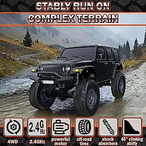 Rc Rock Crawler Rc Cars, Rc Truck 4x4 Off Road Waterproof, All Terrain 1/24 RC Monster Truck, Ideal Christmas Birthday Gifts for Kids Boys Adults