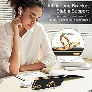 BENTOBEN iPhone 13 Case, Phone Case iPhone 13, Slim Fit 360° Ring Holder Shockproof Kickstand Magnetic Car Mount Supported Non-Slip Protective Women Girls Men Boys Cover for iPhone 13 6.1 Inch, Black