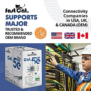 fast Cat. Cat5e Ethernet Cable 1000ft - 24 AWG, CMR, Insulated Bare Copper Wire Cat 5 ethernet Cable with FastReel - 350MHZ / Gigabit Speed UTP Cable Cat5e - CMR (Gray)