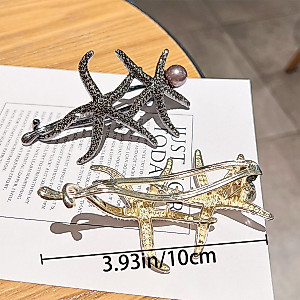 4 PCS Starfish Hair Claws Clips for Women French Hair Clip Style Pearl Rhinestone Twist Banana Hairpins Minimalist Hair Pins Bridal Hair Accessories