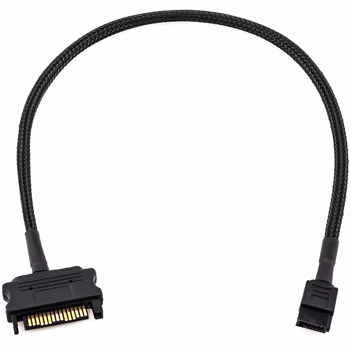CRJ Slimline SATA Power Adapter Cable - 12-inch (30cm), Black Sleeved - Power 6-Pin Slimline SATA Disk Drives with a 15-Pin SATA Power Supply Connector