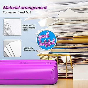 Electric 3 Hole Paper Punch, VEYETTE Paper Puncher with Adapter for Office School Studio, 20 Sheet Capacity, AC or Battery Purple