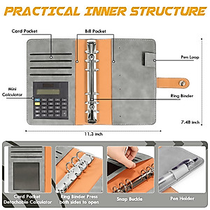 HAKPNEW Money Saving Binder, A6 Budget Binder with Zipper Envelopes, Calculator, Budget Sheets and Cash Envelopes for Budgeting, Budget Wallet for Budget Planner Office Home School Grey