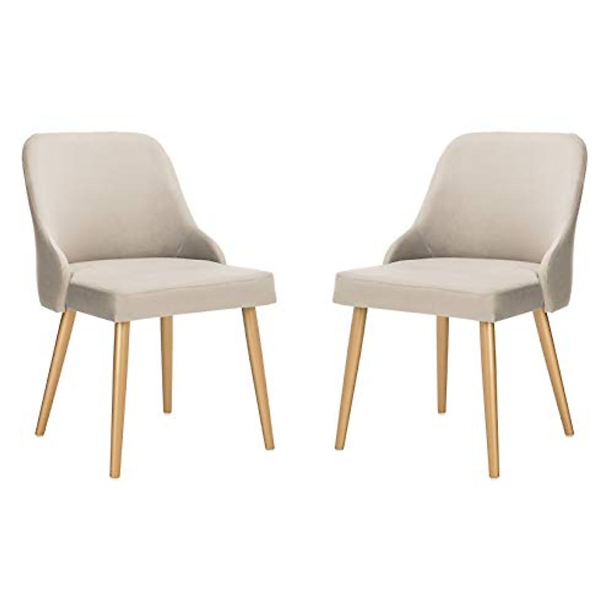 Safavieh Home Lulu Mid-Century Grey Velvet and Gold Dining Chair, Set of 2
