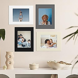 eletecpro 5 Pack Acid-Free Picture Mats Set, 8x10 Inch Core Bevel Cut Mats, Backing Boards, Clear Bags for Framing 5x7 Inch Photos, Artwork, Prints, Display and Preserve Cherished Pictures