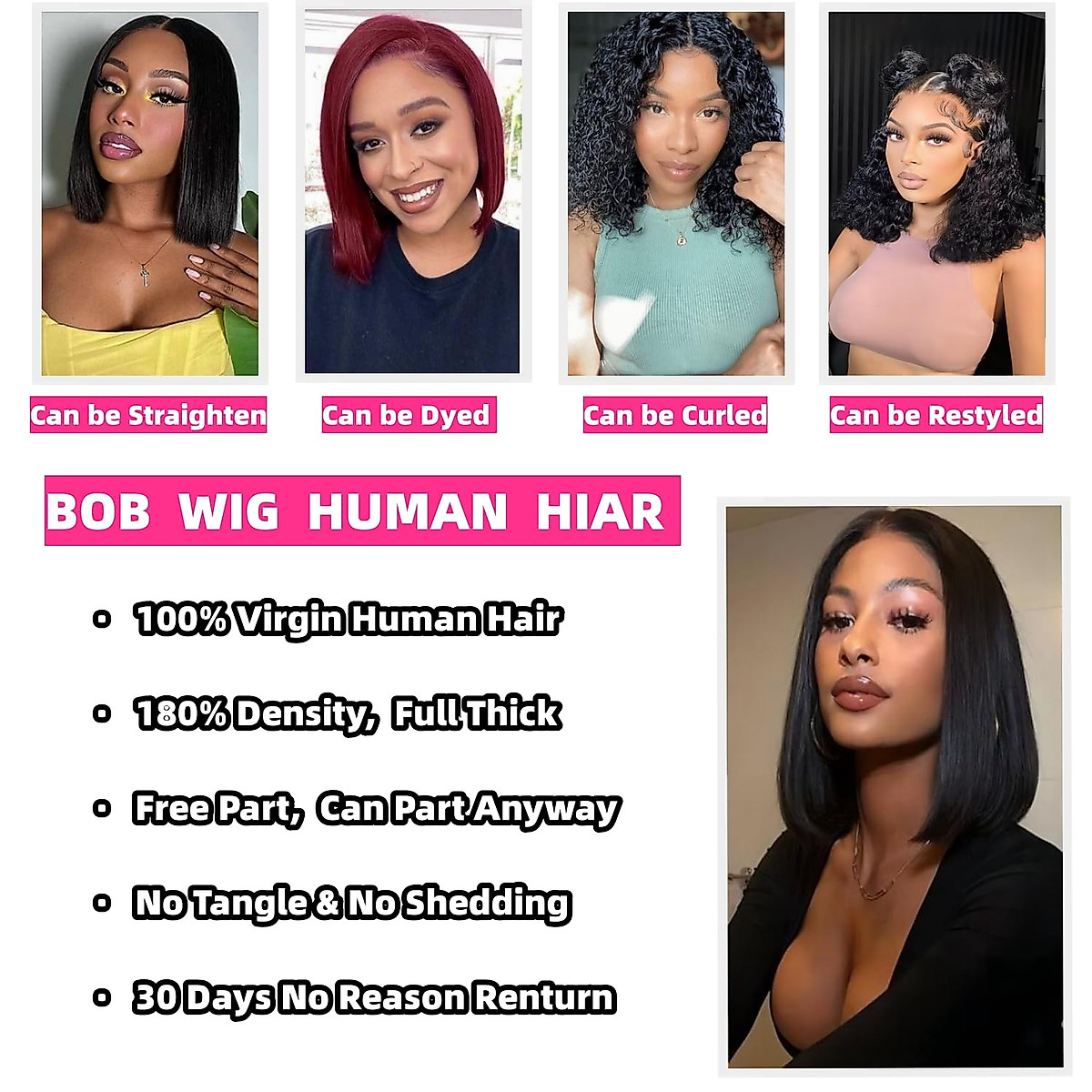 12 Inch Bob Wig Human Hair 13x4 Lace Front Wigs Human Hair Wigs for Black Women Short Bob Wigs 180% Density HD frontal Wigs Glueless Wigs Human Hair Pre Plucked with Baby Hair Natural Color