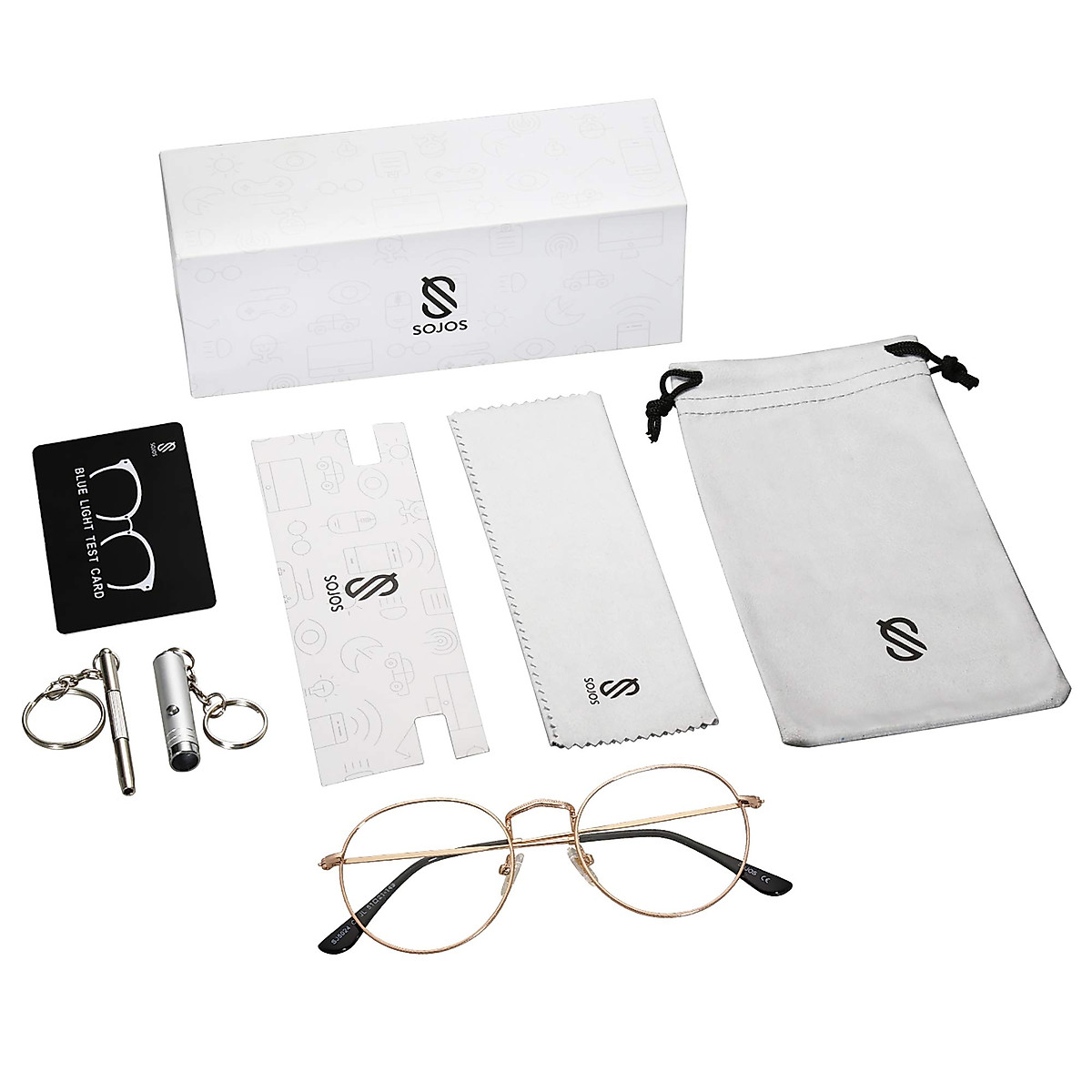 SOJOS Blue Light Blocking Computer Glasses Round Eyewear Anti Blue Light Lens Preppy Chic SJ5024 with Rose Gold Frame/Anti-Blue Light Lens