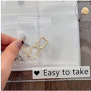 BINGC Transparent Jewelry Storage Book, Upgraded Anti-Tarnishing Anti Oxidation Organizer Bag with Pockets DIY Earring & Ring Book Holder (100 Grids + 100 Ziplock Bags) (BLUE)