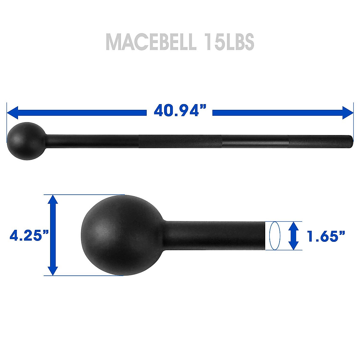 Yes4All Steel Mace Bell for Strength Training, Shoulder, Grips & Forearms Workouts - 15 Pounds