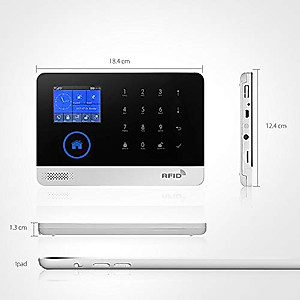 WiFi GSM GRPS Tuya Wireless Real-Time Home Office Security Alarm Burglar System, APP Control, Compatible with Amazon Alexa and Google Home, Support RFID Access, Anti-Theft Auto Dialer, Easy Install