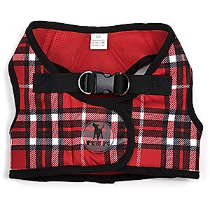 The Worthy Dog Sidekick Padded Harness Red Plaid Pattern With Secure Back Buckle, Adjustable Velcro, and D rings for Leash - Cute, Fashionable, and Comfy Outdoor Walking Vest Accessory - Medium