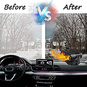 12V Car Heater, 150W Electionic Auto Defrost Defogger, 2 in 1 Portable Heating/Cooling Fan for Truck, 3-Outlet, Plug Into Cigarette Lighter, 360 Degree Rotary-2022 Upgraded