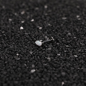 FUNLMO Opal Teardrop Labret Studs 16G Labret Jewelry Lip Rings G23 Titanium Helix Cartilage Tragus Earrings Medusa Ring Internally Threaded Lip Piercing Monroe Jewelry 6mm Silver