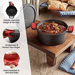 OMGREI Silicone Assist Hot Pan Handle Holder Hot Skillet Handle Covers Pot Holder Sleeve Cast Iron Skillets Nonslip Heat Resistant for Enameled Griddles Casserole Frying Pans Cookware(4PACK) (Red)
