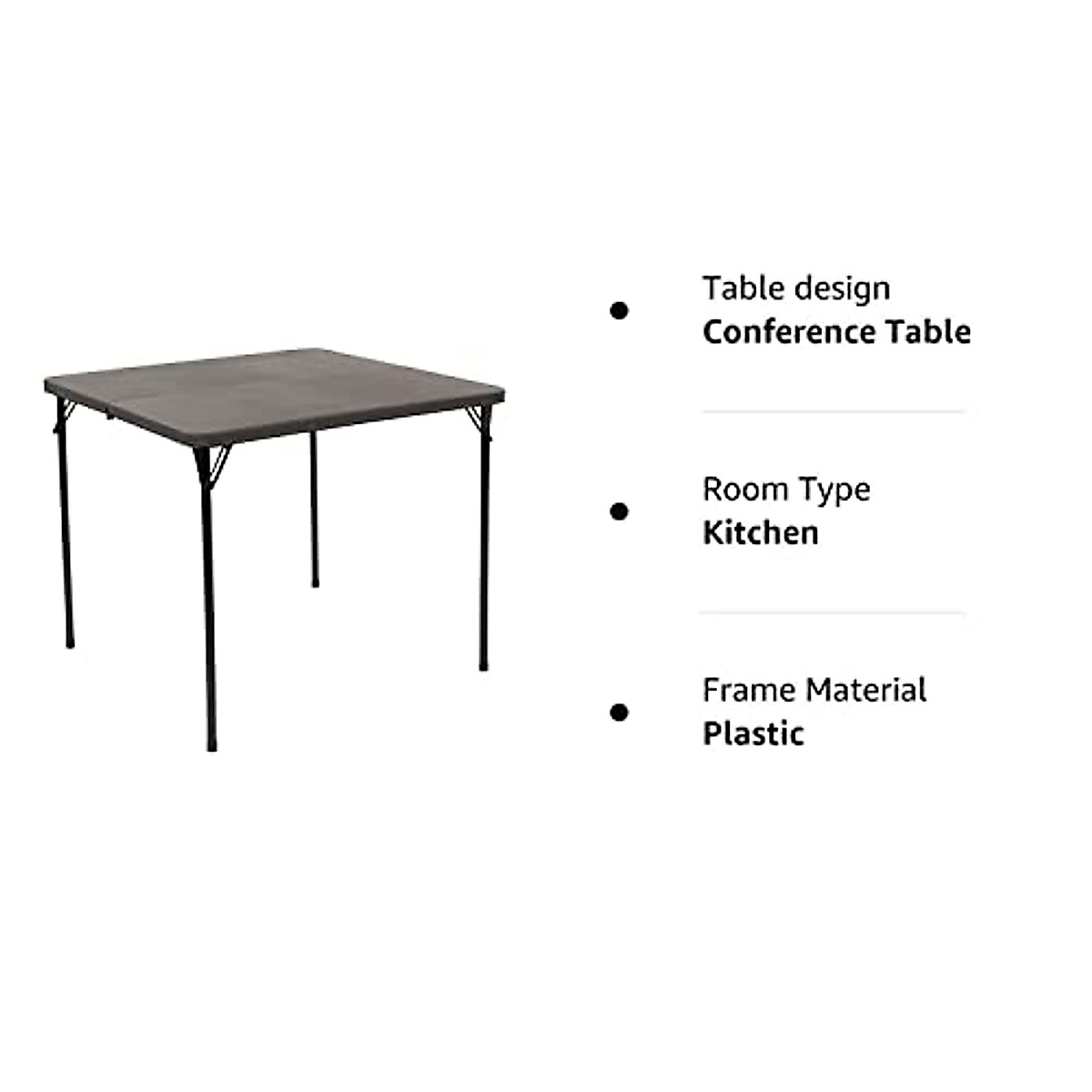 Flash Furniture 2.83-Foot Square Bi-Fold Dark Gray Plastic Folding Table with Carrying Handle