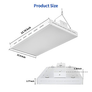 FAITHSAIL 165W Linear LED High Bay Shop Light 2FT, 22000LM, 5000K, Industrial LED Warehouse Lighting, 2 Foot Indoor Aisle Area Workshop Garage Highbay LED Lights, 4 Lamp Fluorescent Equivalent