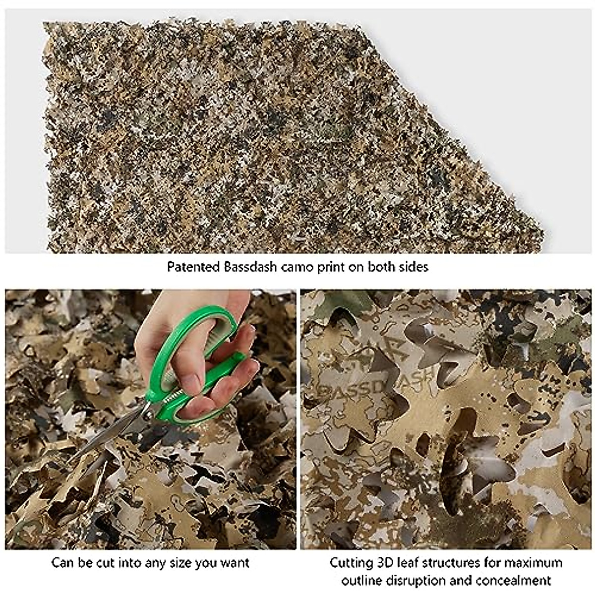 BASSDASH Camo Netting Camouflage Mesh Water Resistant for Hunting Blind Party (Grunge camo, 5x13ft (1.5x4M))