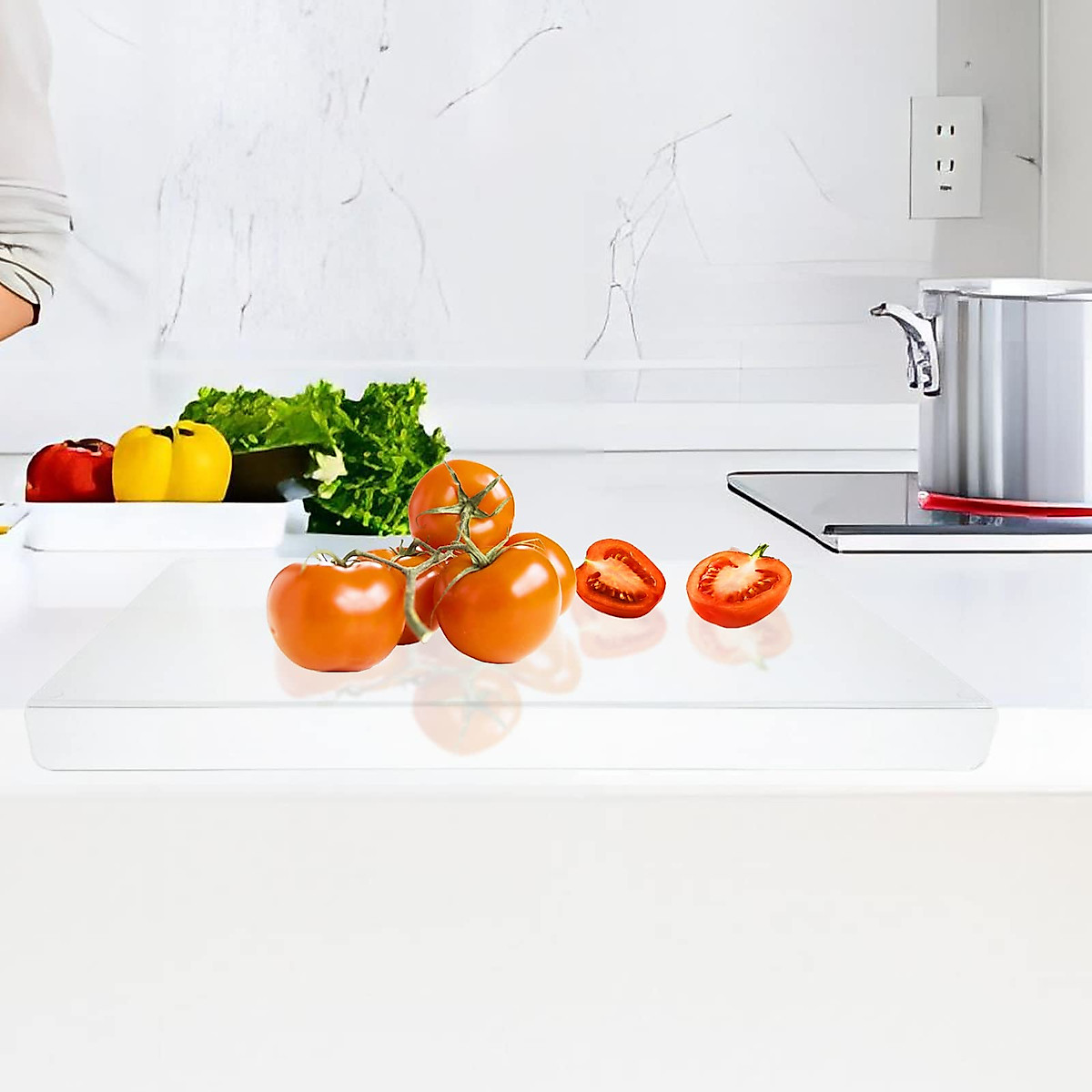 Acrylic Cutting Boards For Kitchen Counter,Clear Chopping Board Non Slip Cutting Boards For Kitchen Cutting Board With Lip For Counter Countertop Protector Home Restaurant (24x18in)