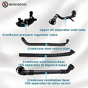 Crankcase Ventilation Valve Oil Separator Hose Compatible with BMW E46 E60 E39 X3 X5 320i, 323i, 325, 325i 328i, 330i, 525i, 528i CCV PCV Valve Ventilation Separator 5 Piece Value Kit 11611432559