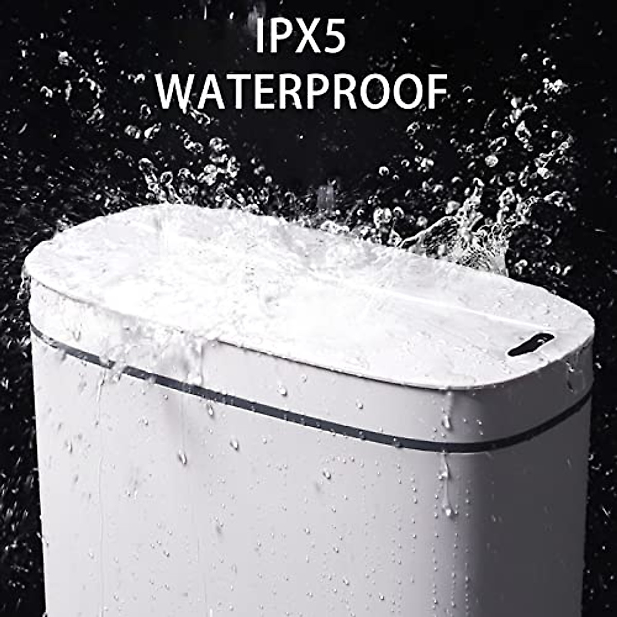 Smart Touchless Bathroom Trash Can with Lid, 3.4 Gallon Volume Automatic Motion Sensor Rubbish Can Waterproof Electric WasteBasket, Narrow Garbage Can for Kitchen/Bedroom/Bathroom/Living Room/Office