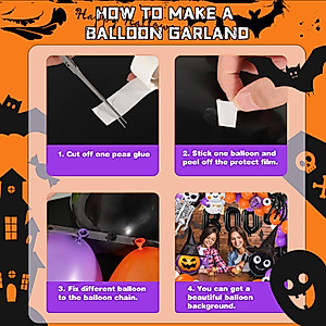 Black Orange Purple Halloween Balloons Garland Arch Kit, 129pcs 5/10/12/18 Inch Halloween Balloons Decorations with Pumpkin Skull Bat Ghost Letter Foil Balloons for Halloween Birthday Party Supplies
